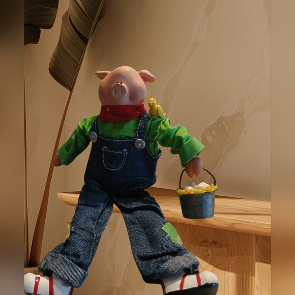 Avon | Accents | Avon Pig Figurine With Green Shirt And Denim Overalls ...
